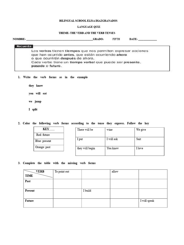 The Verb Quiz of The Verb | PDF | Verb | Grammatical Tense