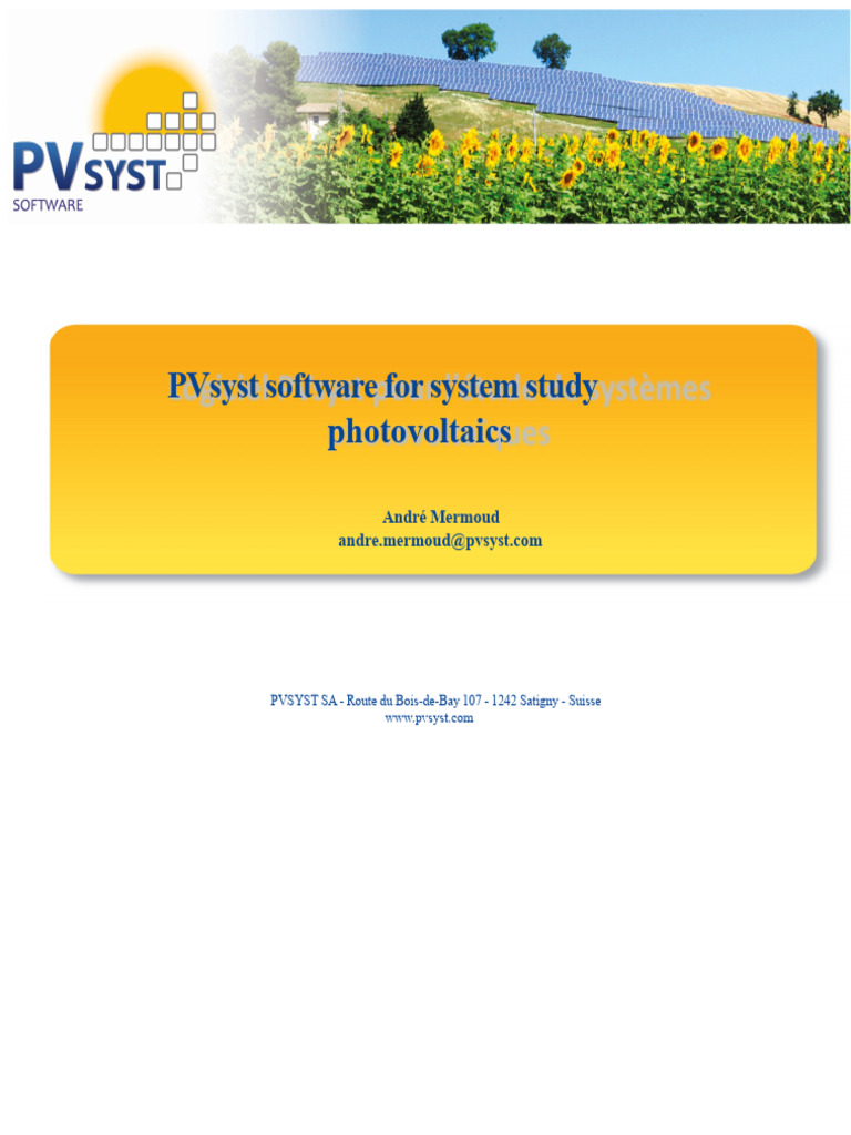 PVsyst Software Overview for PV Systems | PDF | Photovoltaic System ...