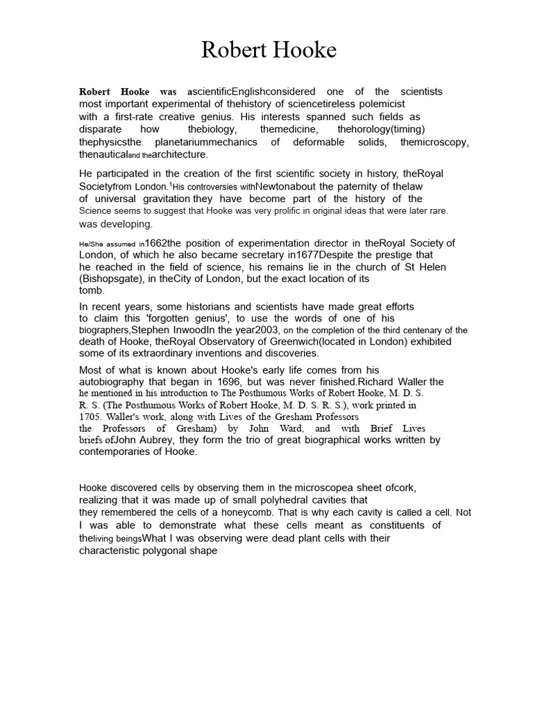 Robert Hooke Biography | PDF