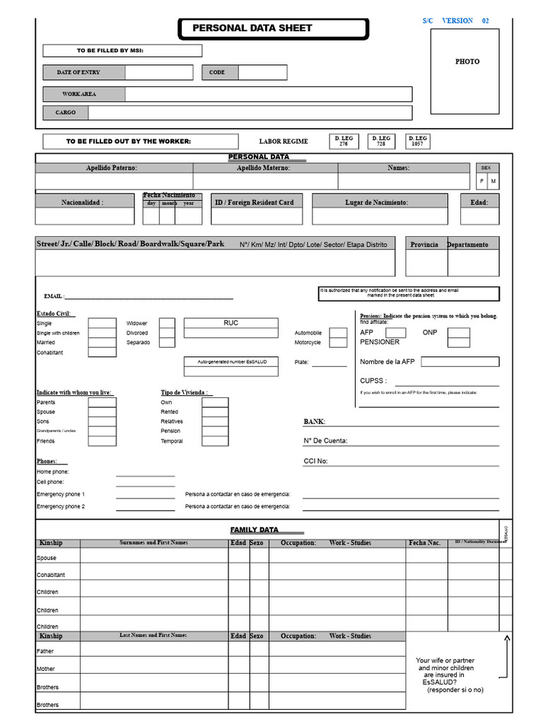 Personal Data Sheet | PDF | Criminal Record | Justice