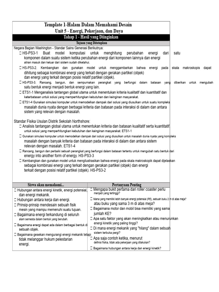 Unit Energi - UbD | PDF