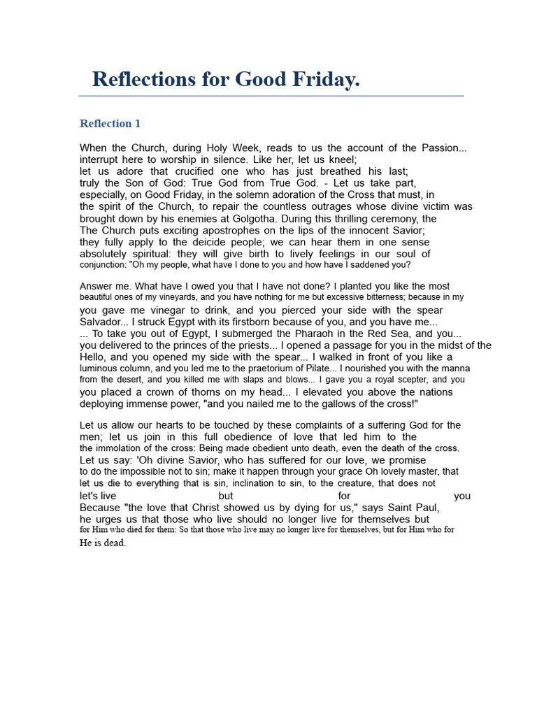Reflections For Good Friday | PDF | Jesus | Resurrection Of Jesus