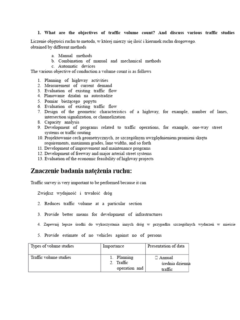 Traffic Volume Count Objectives and Studies | PDF | Traffic | Road