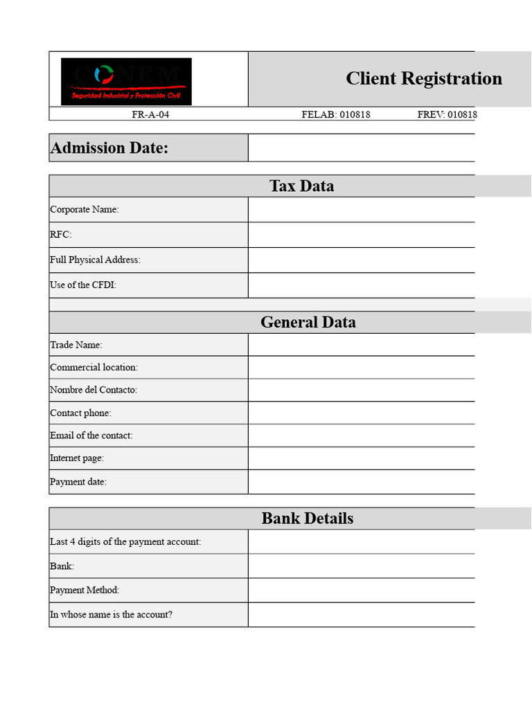 Client Registration Form | PDF