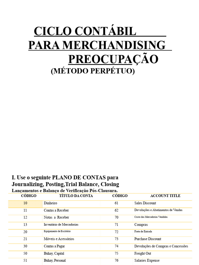 Ciclo Contábil para Empresa de Mercadoria | PDF | Fluxo de caixa | Dinheiro