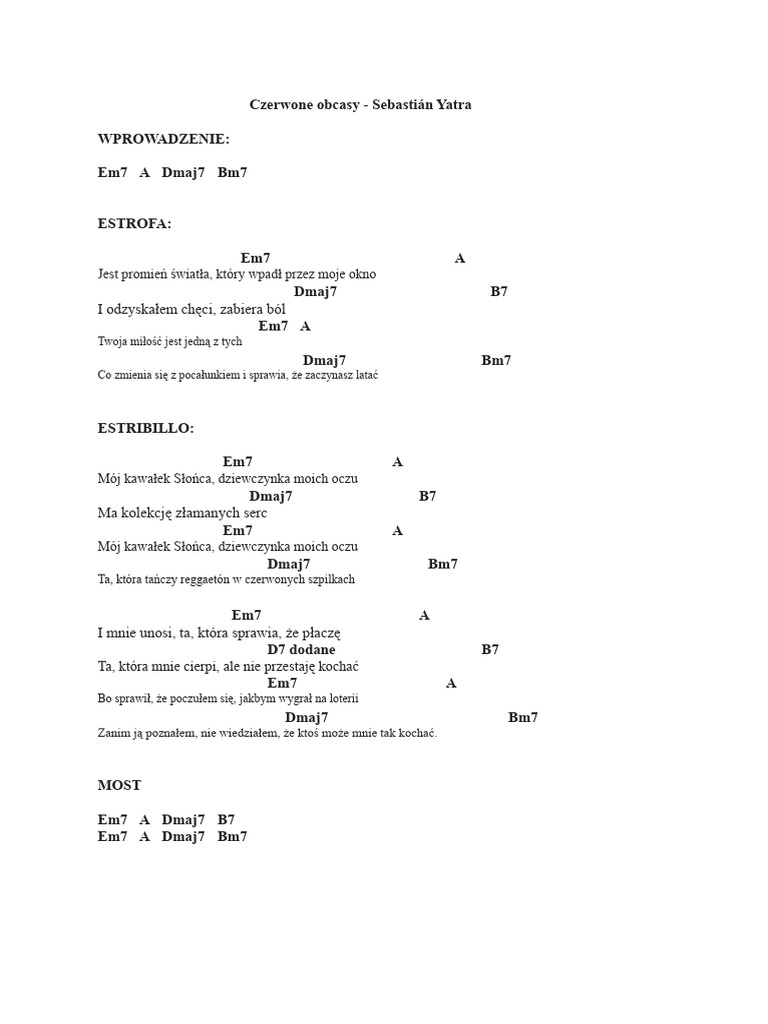 Czerwone Obcasy - Sebastián Yatra | PDF