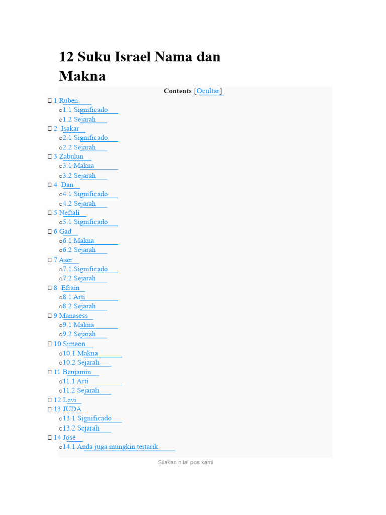 12 Suku Israel Nama dan Arti.docx | PDF
