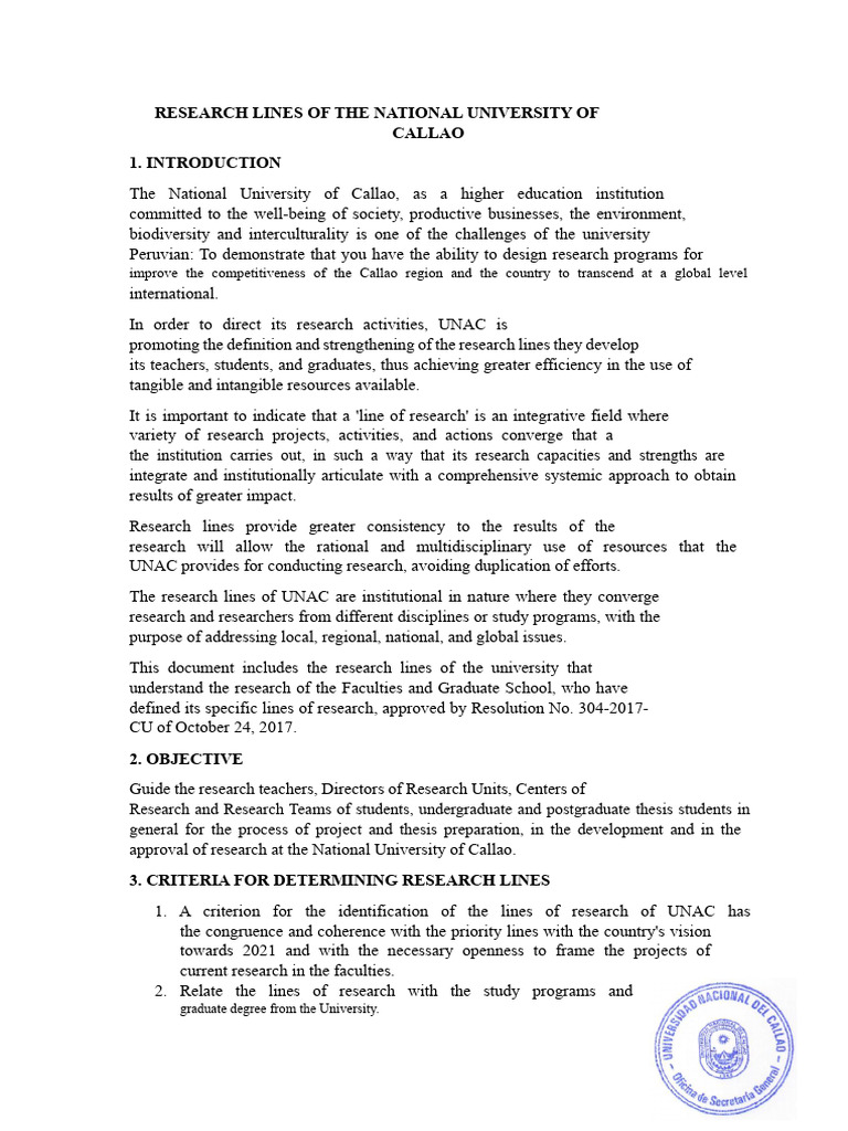 RESEARCH LINES UNAC - MODIFIED Appendix | PDF | Engineering | Science