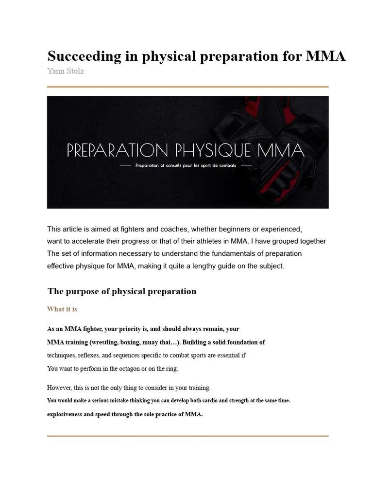 Succeeding in Your Physical Preparation For MMA. | PDF | Strength ...