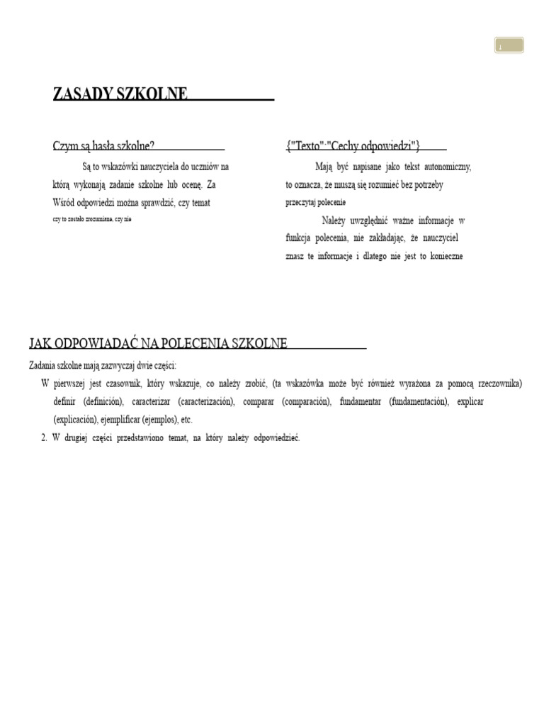 POLECENIA SZKOLNE | PDF