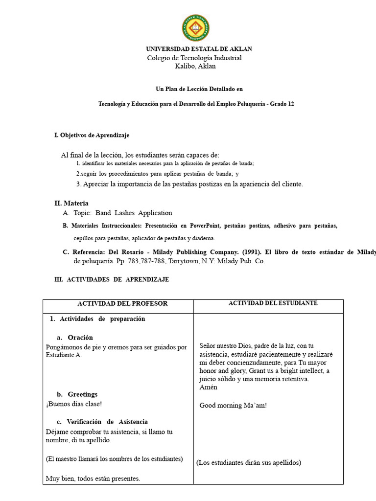 Plan de Lección en La Aplicación de Lazos para Banda | PDF