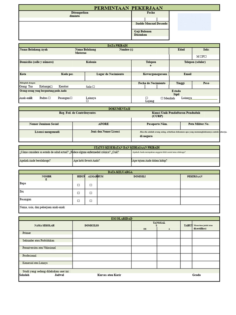 Format Permohonan Pekerjaan Word | PDF