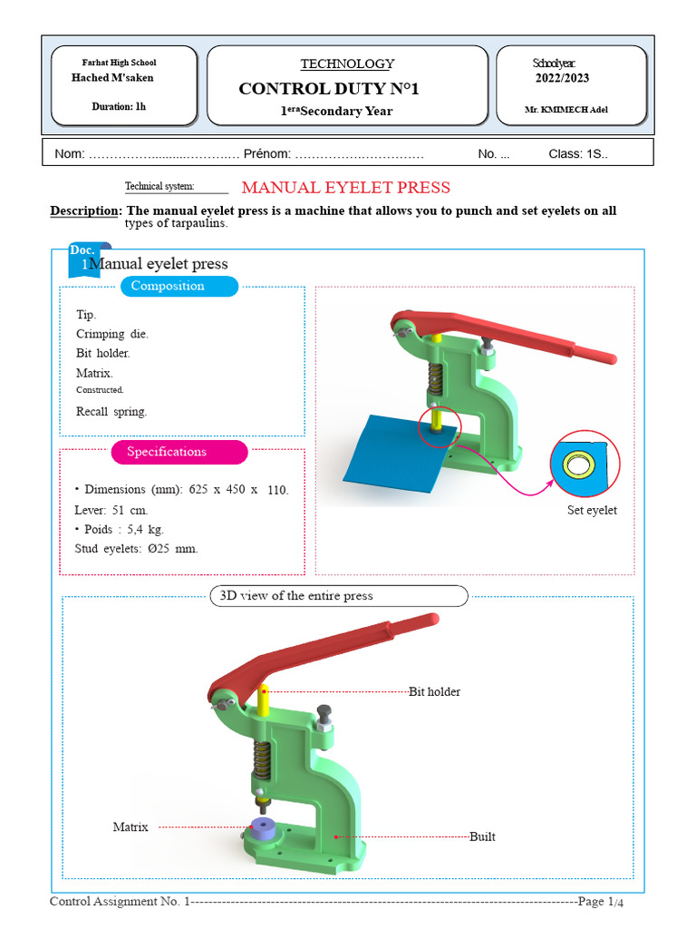 Manual Eyelet Press | PDF