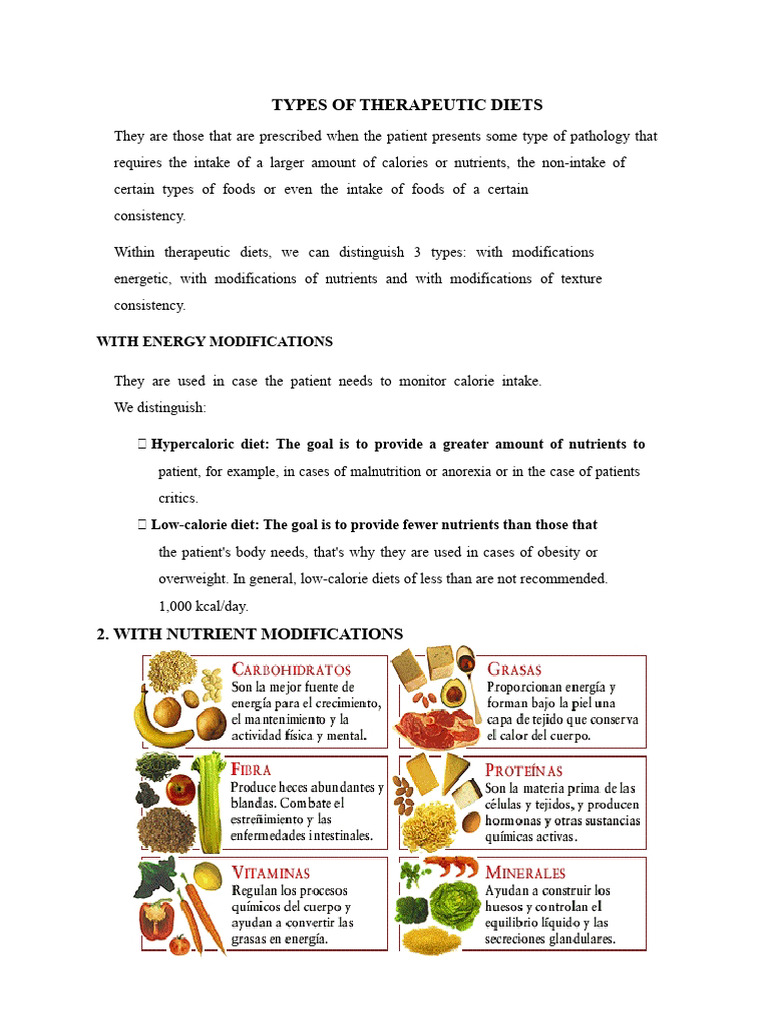 Types of Therapeutic Diets Explained | PDF | Dieting | Calorie Restriction