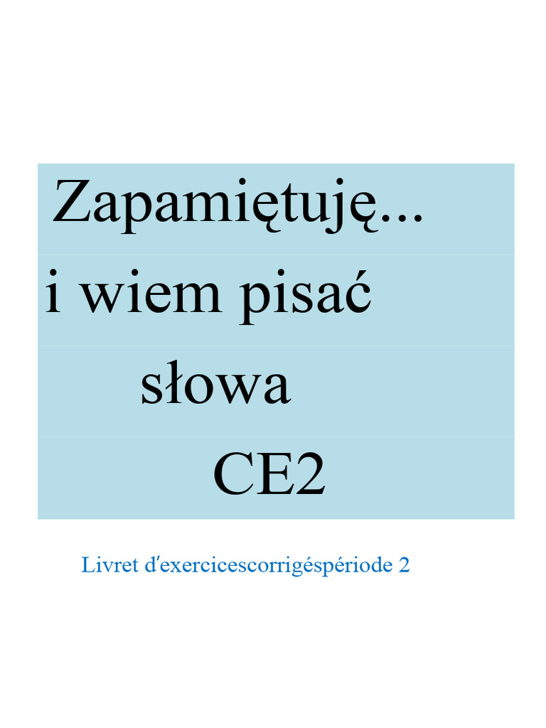Ja Memorise CE2 Poprawka Okres 2 | PDF