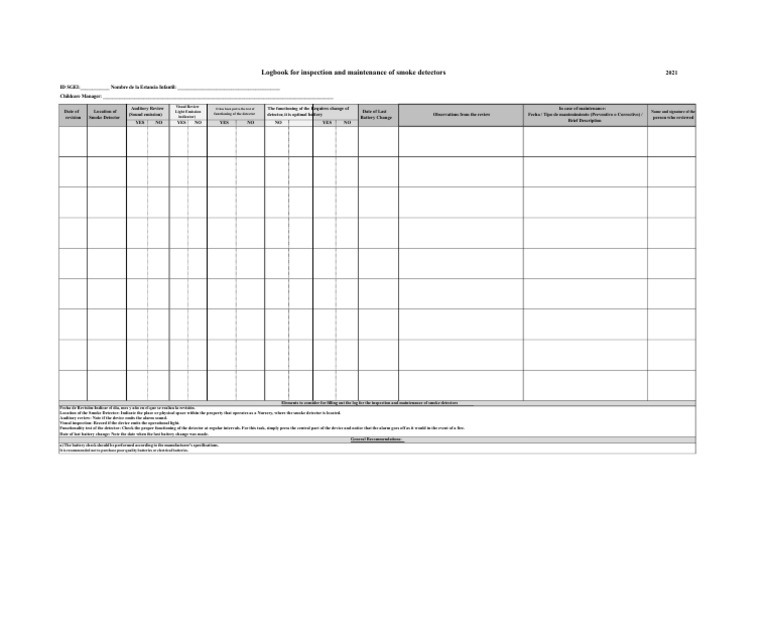 04 Smoke Detector Log 2021 | PDF