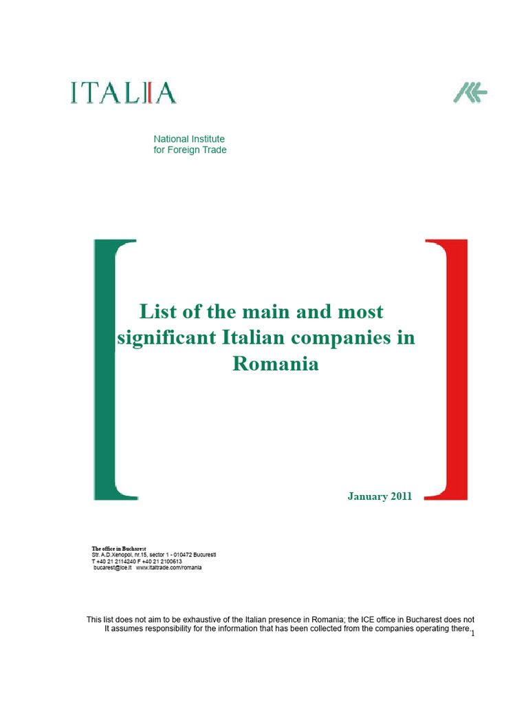 List of The Main and Most Significant Italian Companies in Romania | PDF
