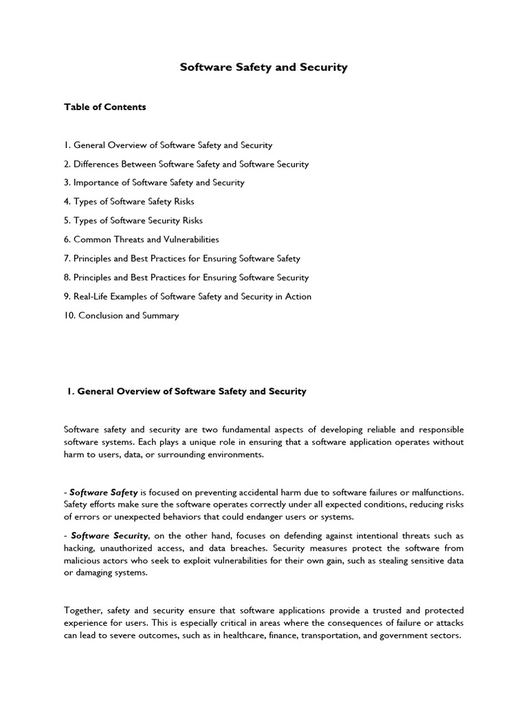 Distinguishing Software Safety and Security | PDF | Security | Computer ...