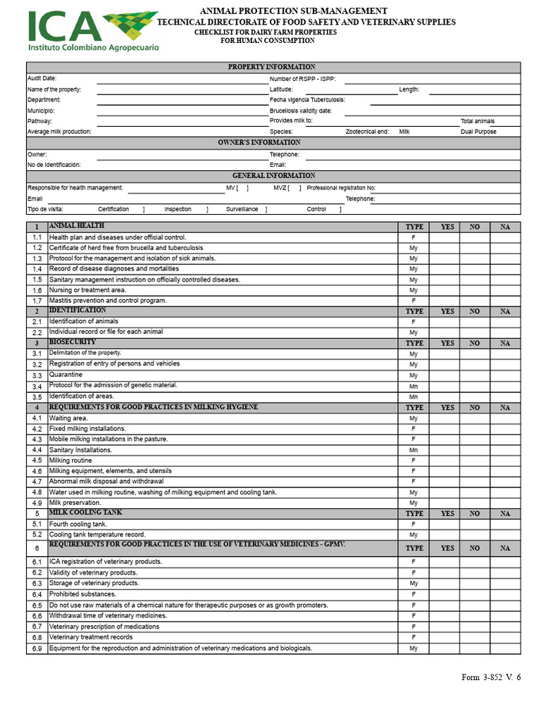Form-3-852-V6 | PDF | Dairy | Milk