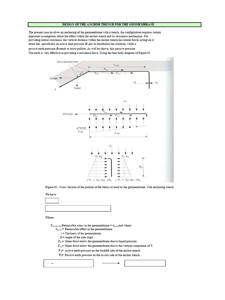 3. Calculation_Geomembrane and Anchor Trench | PDF | Mechanics | Mechanical Engineering