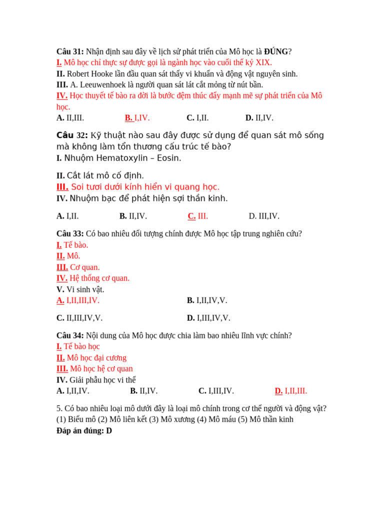 Cau Hoi Trac Nghiem Mo Hoc Pdf