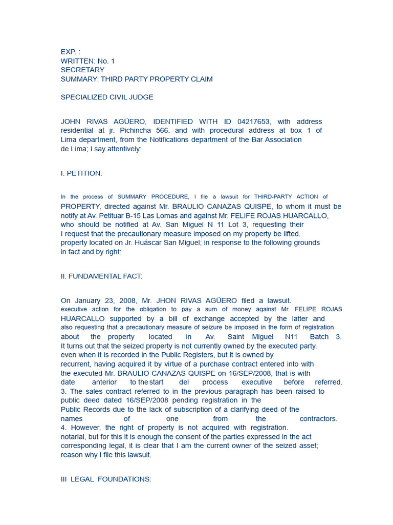 Model DEMAND Third-Party Property | PDF | Lawsuit | Private Law