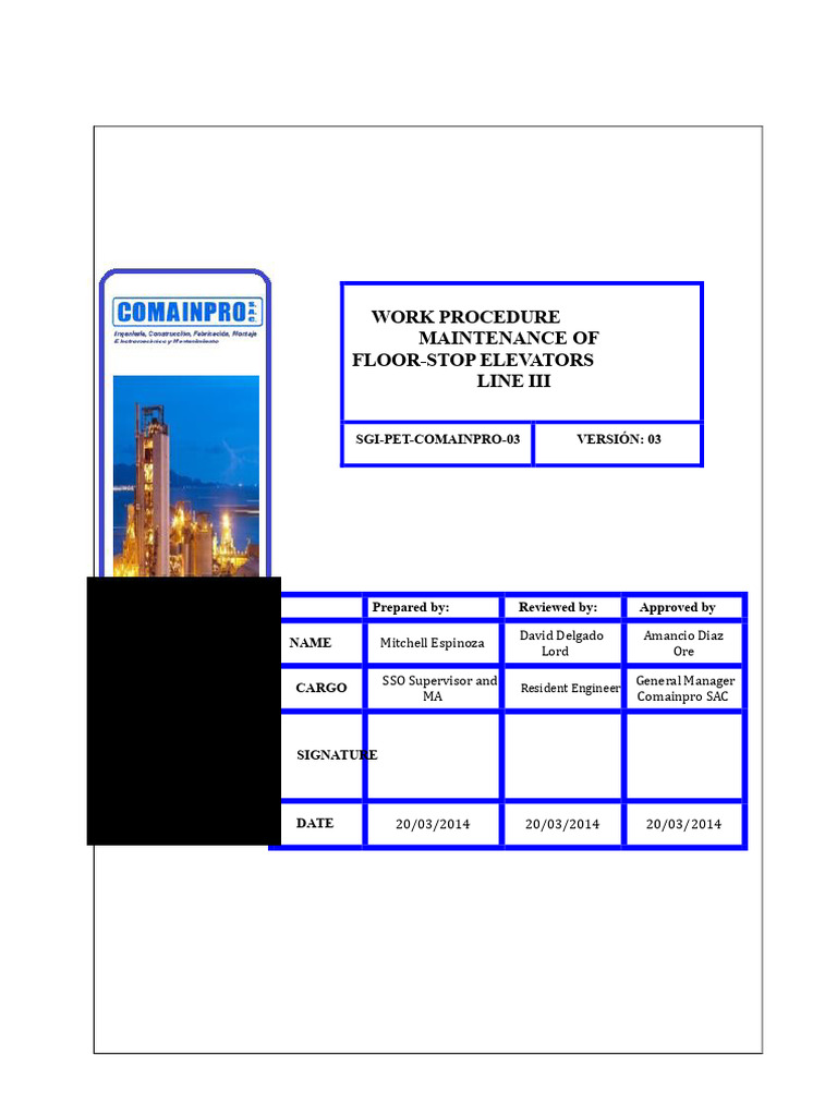 4.1. Procedure Elevators | PDF | Occupational Safety And Health | Safety