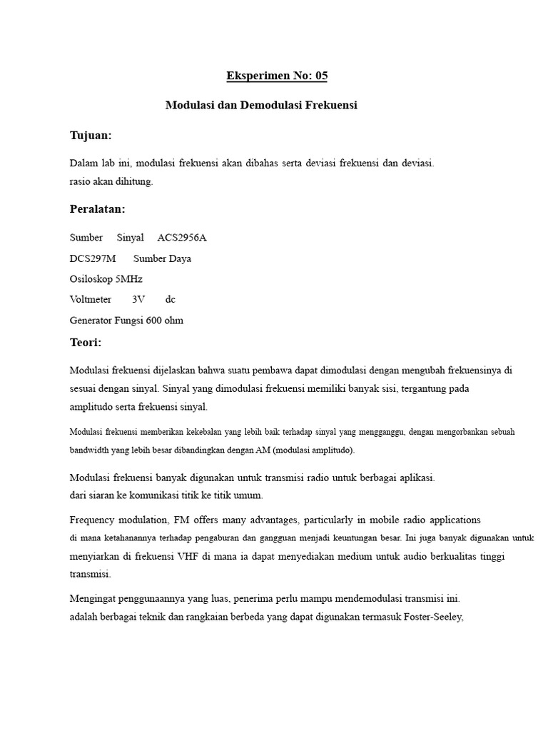 Modulasi dan Demodulasi Frekuensi FM | PDF