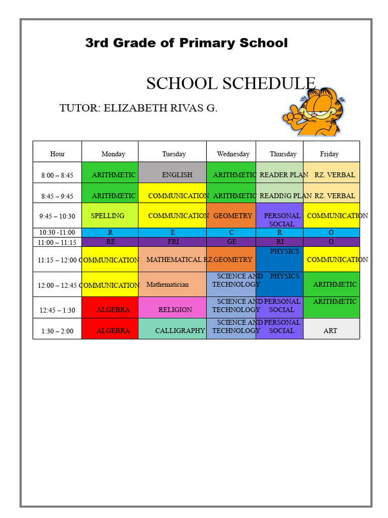 SCHEDULE 3rd GRADE B PRIMARY | PDF