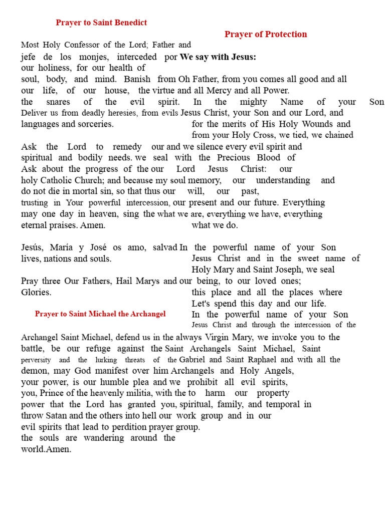 Saint Benedict Prayer for Protection | PDF | Michael (Archangel ...