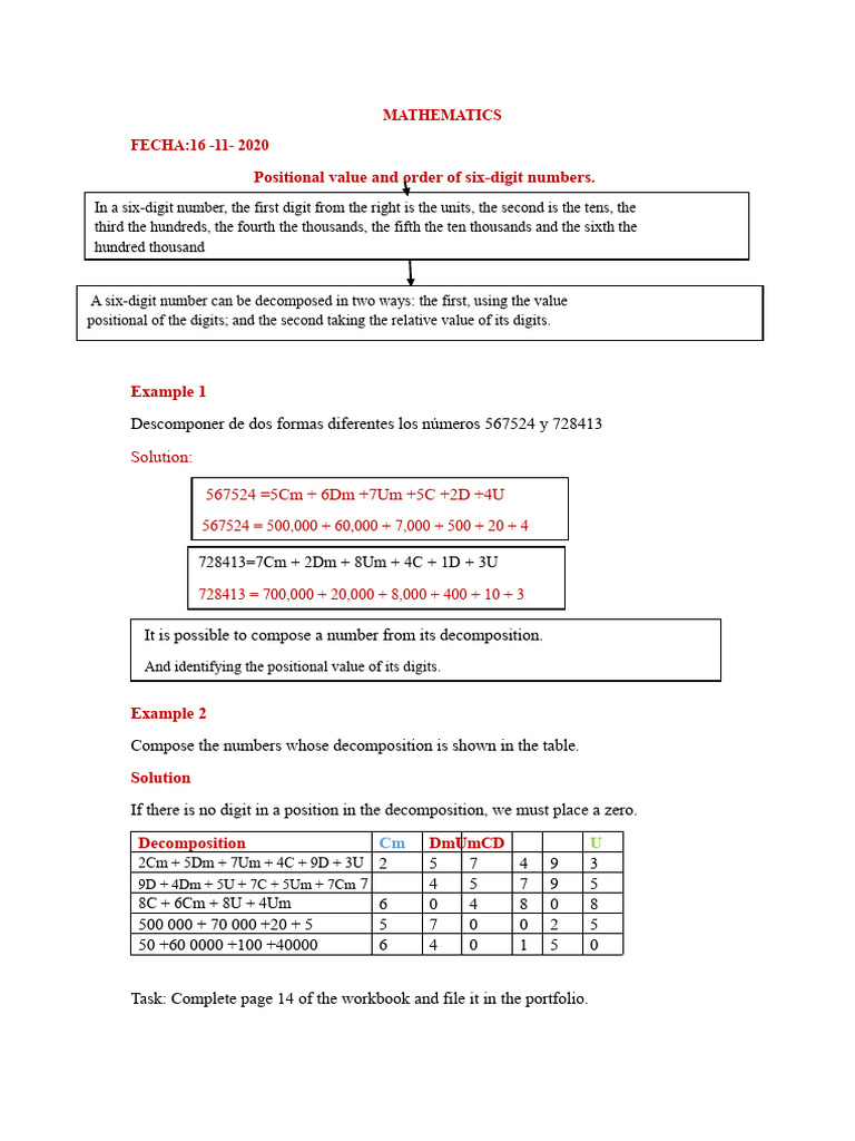 Six-Digit Number Decomposition Guide | PDF