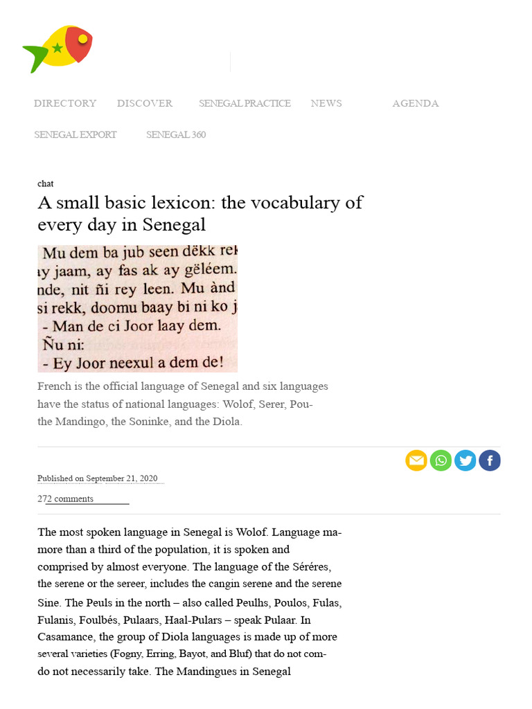 A Small Basic Glossary - The Vocabulary of Everyday Life | PDF | Senegal