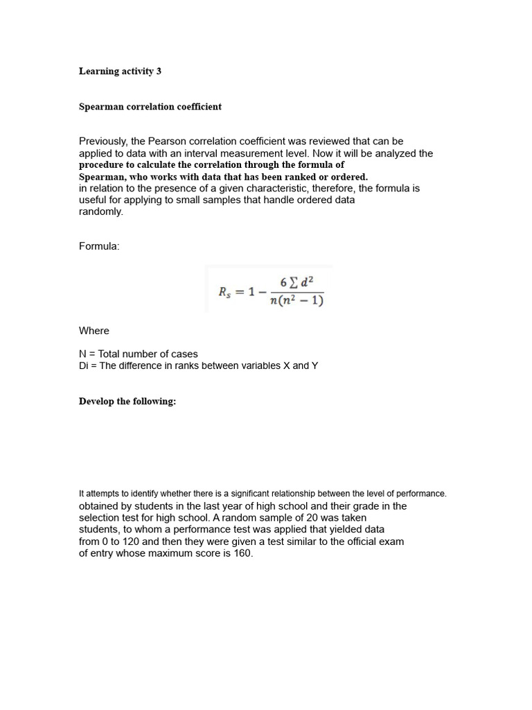 Task #3, unit 3 extraordinary statistics | PDF | Spearman's Rank ...