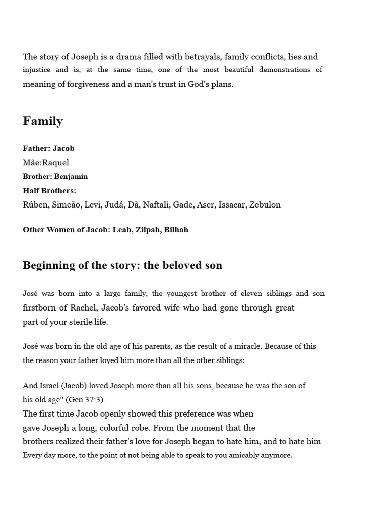 The Story of Joseph Is A Drama Full of Betrayals. | PDF | Jacob | Book ...