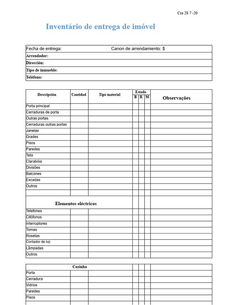 Modelo de Inventário de Entrega de Imóvel | PDF