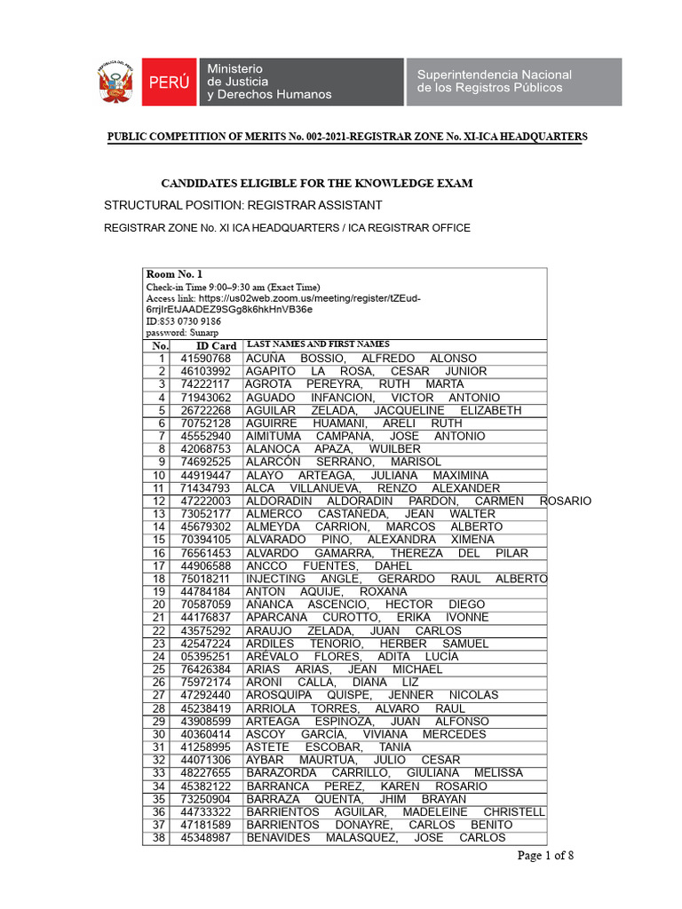Registrar Assistant Exam Candidates List | PDF