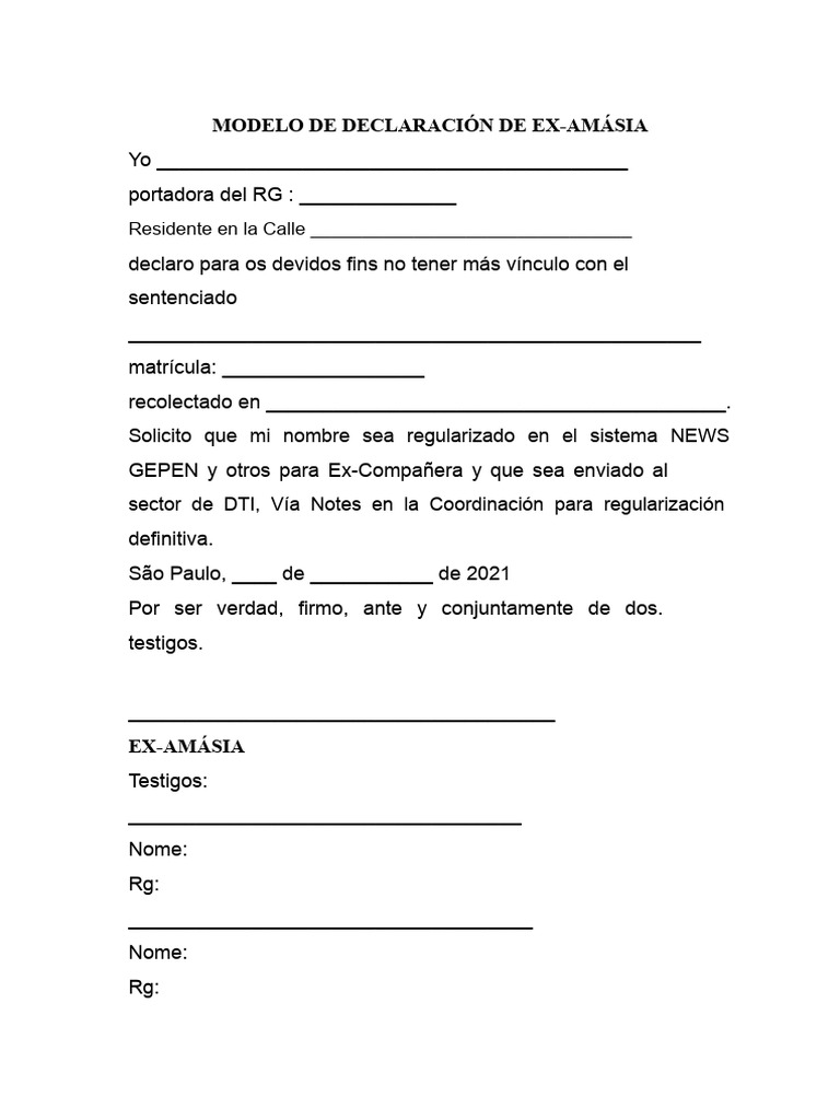 Modelo de Declaración de Ex | PDF