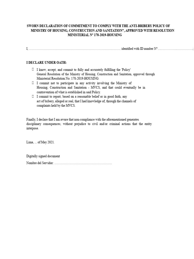 Anti-Bribery Commitment | PDF
