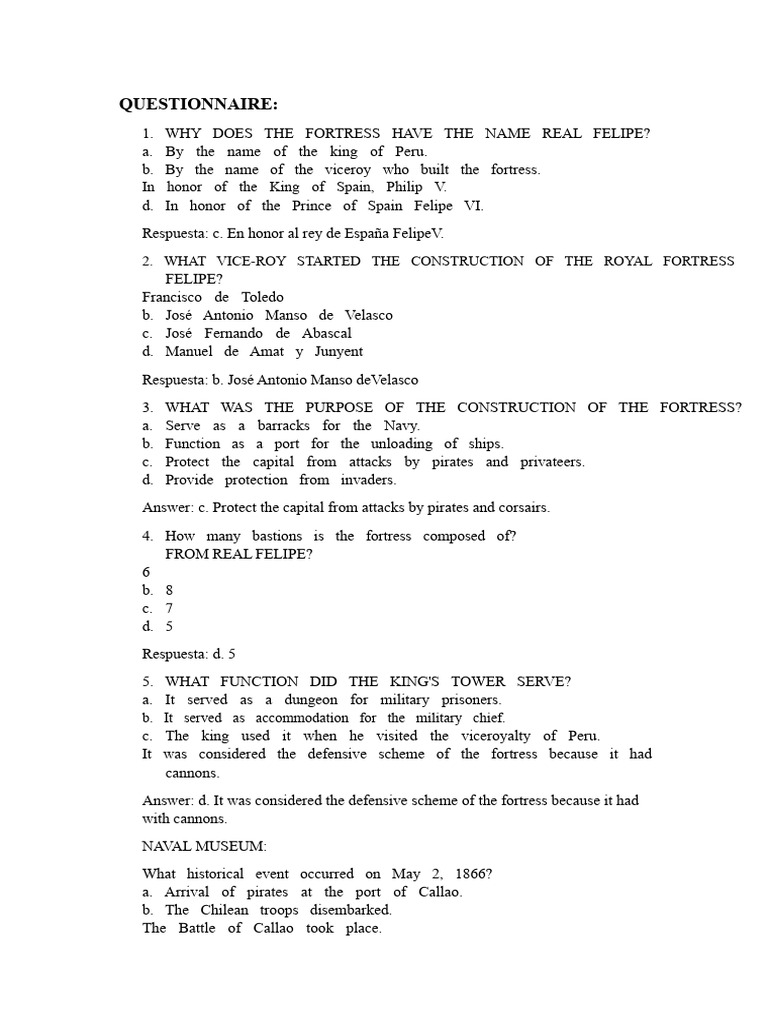 Questionnaire Real Felipe | PDF