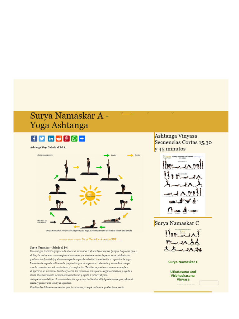 Surya Namaskar A – Ashtanga Yoga | PDF