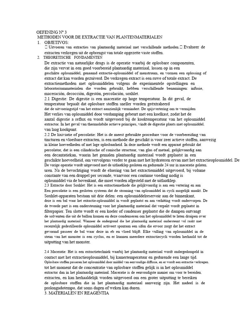 Laboratoriumsreport 3 - Extractie | PDF