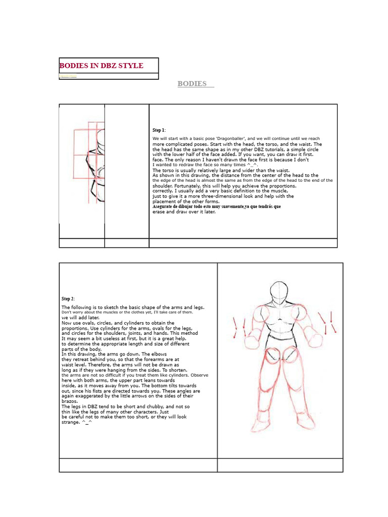 Drawing DBZ Style Bodies Guide | PDF | Drawing | Arm
