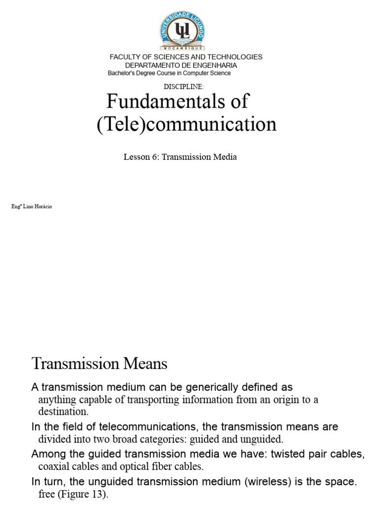 Lesson 6 - Guided and Unguided Transmission Media | PDF | Transmission Medium | Radio Propagation