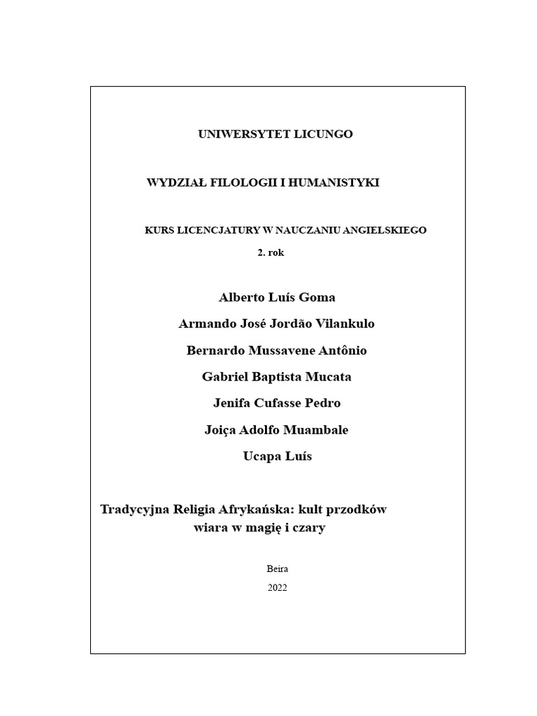 Tradycyjna Religia Afrykańska | PDF