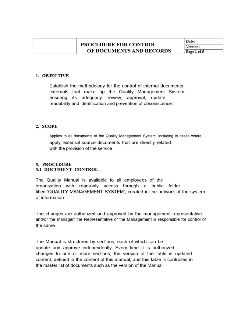 Document Control Procedure Overview | PDF | Document | Quality Management
