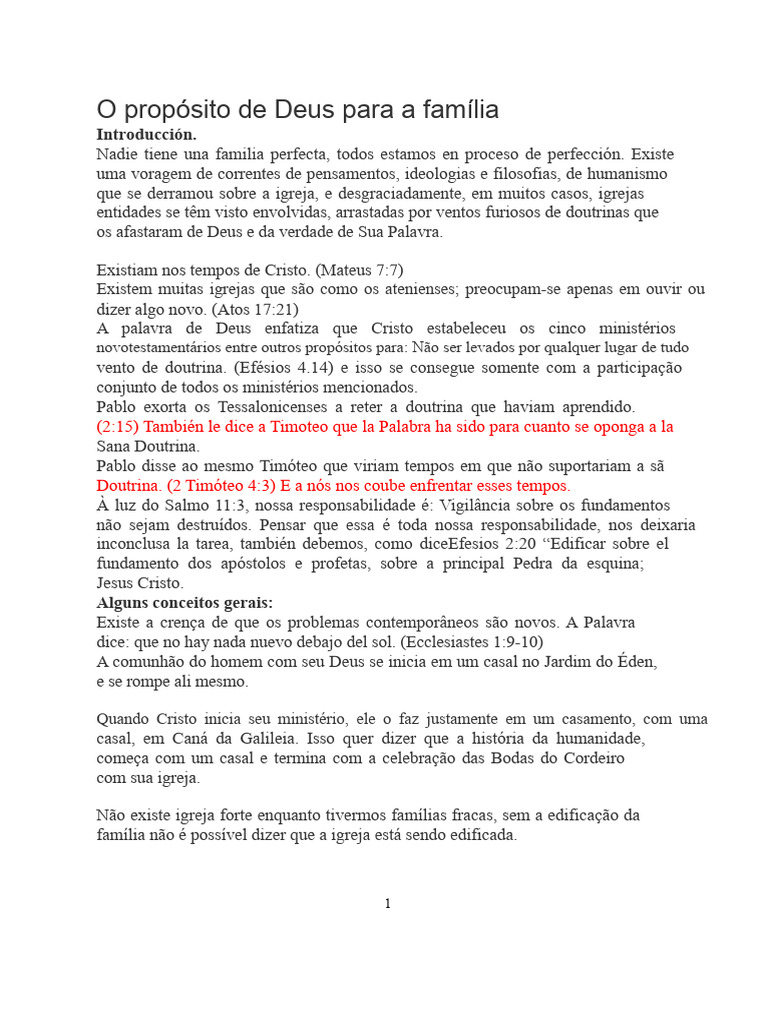 O Propósito De Deus Para A Família Pdf Igreja Cristã Gênesis Livro