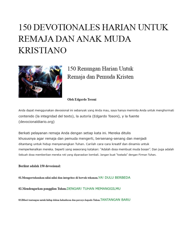 150 Renungan Harian untuk Remaja Kristen | PDF