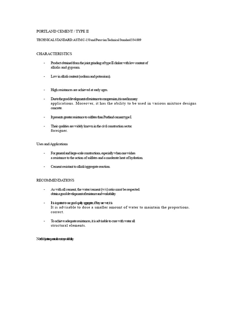 Cement Type II PDF | PDF