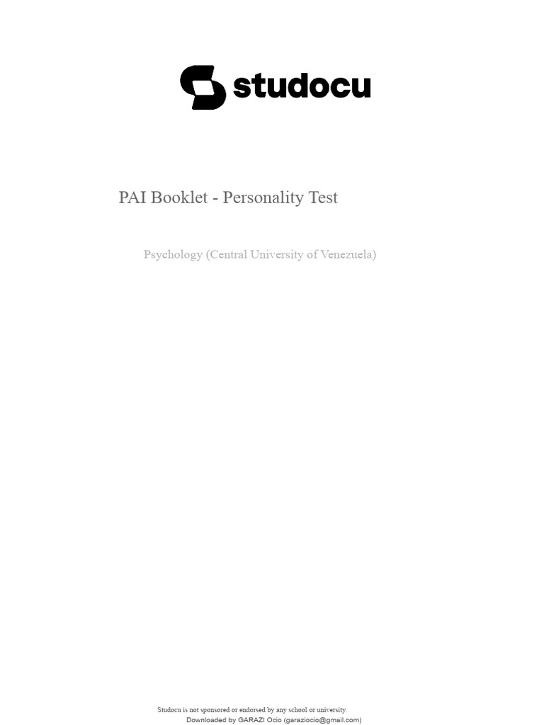PAI Personality Test Booklet | PDF