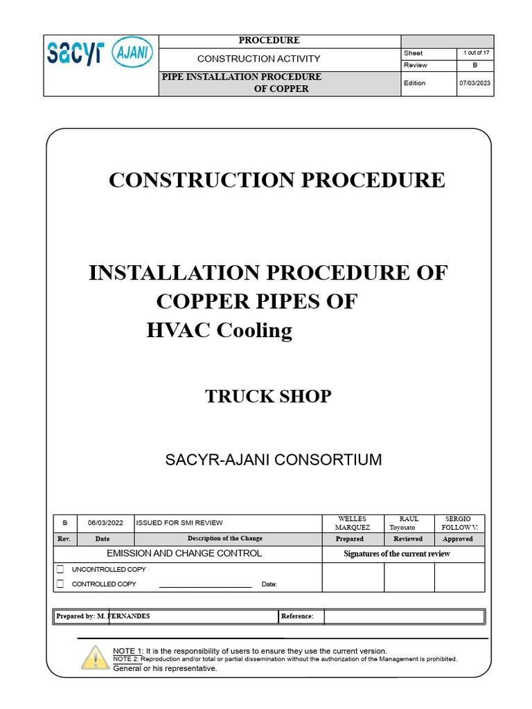 Copper Pipe Installation Procedure Guide | PDF | Pipe (Fluid Conveyance ...
